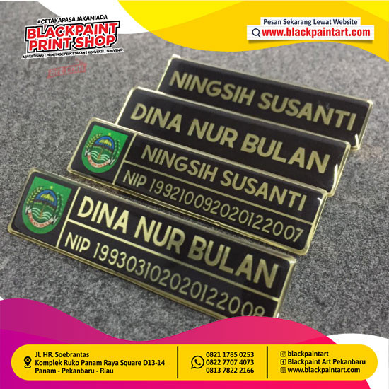 Name tag Kuningan UV + Resin | Blackpaint Art