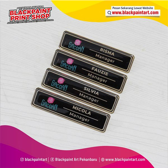 Name tag Kuningan UV + Resin | Blackpaint Art